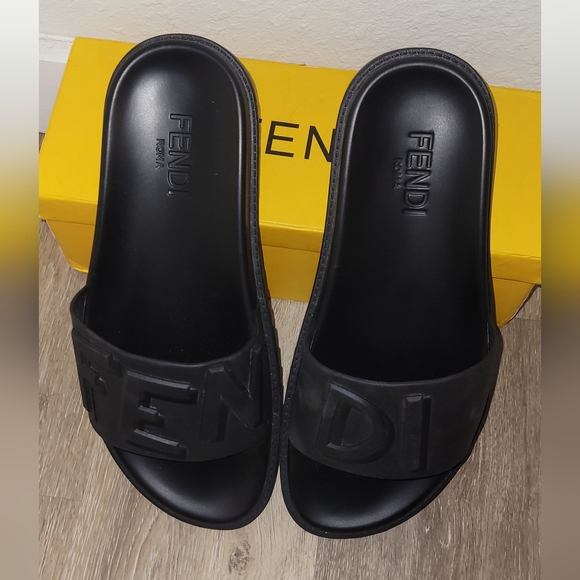 Fendi | Shoes | Fendi Black Slides | Poshmark